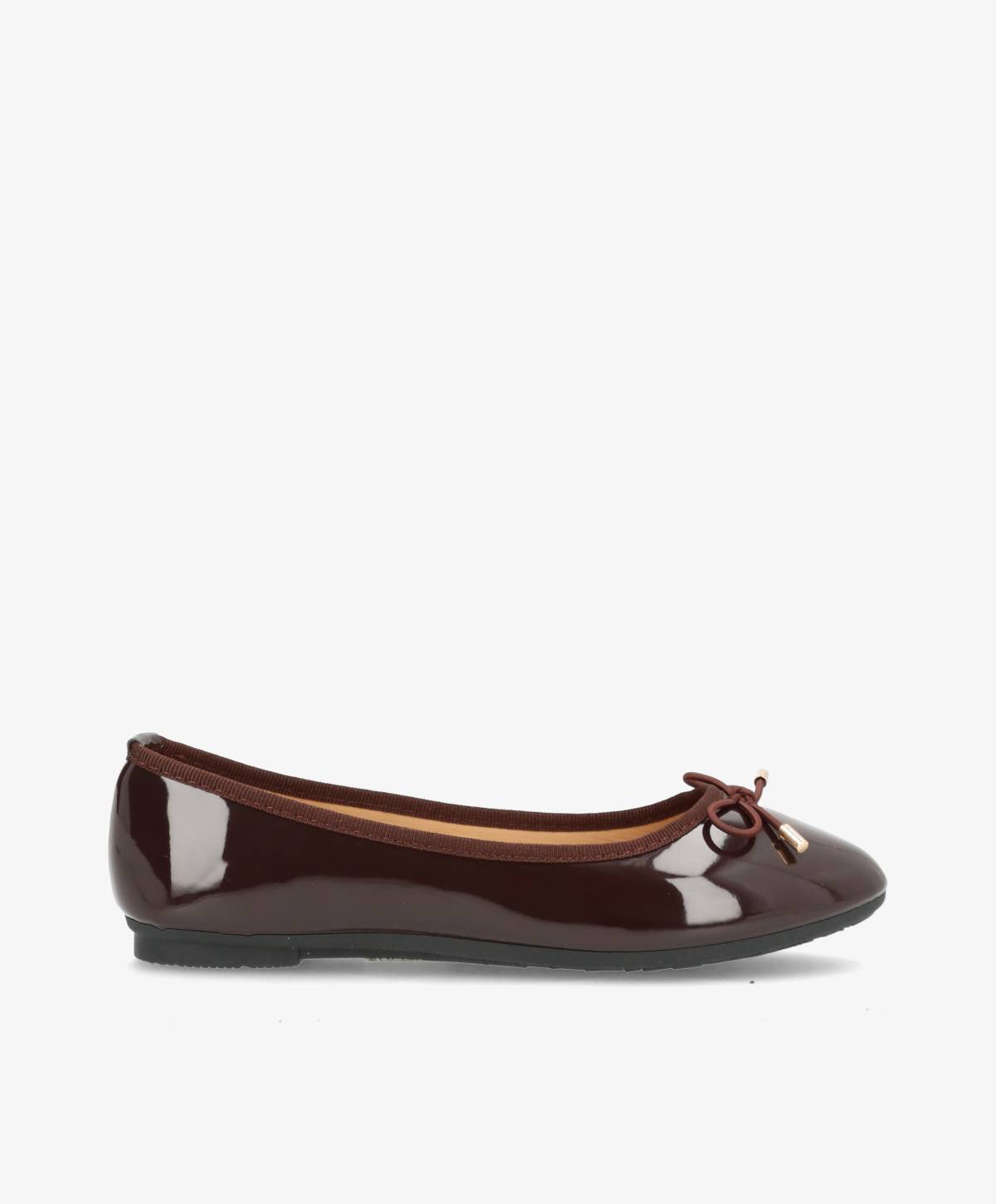 ROME – Brun ballerina dame med lak finish – Havanna Shoes